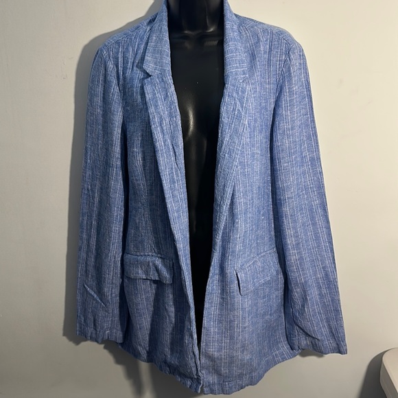 Old Navy | Jackets & Coats | Blue White Linen Pinstripe Blazer M | Poshmark